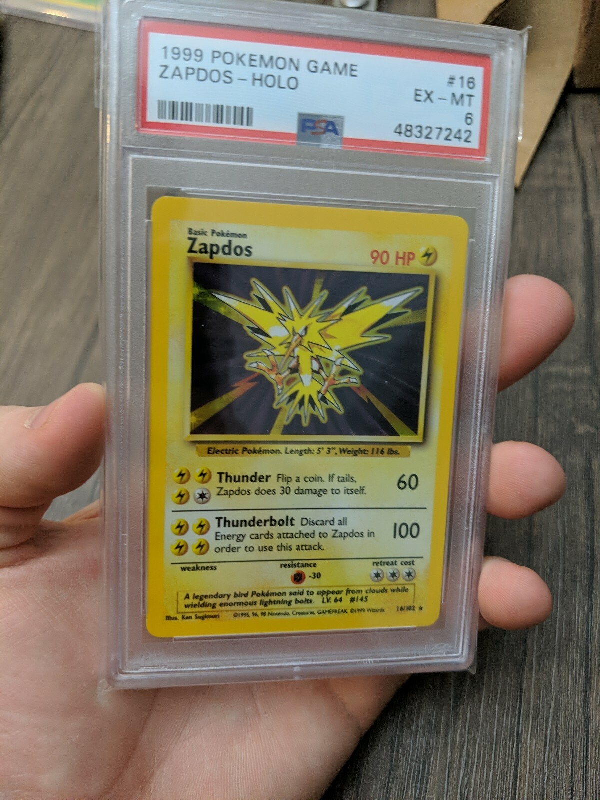 1999 Pokemon Base Set Zapdos Holographic card #16/102 PSA 6 EX-MT | eBay