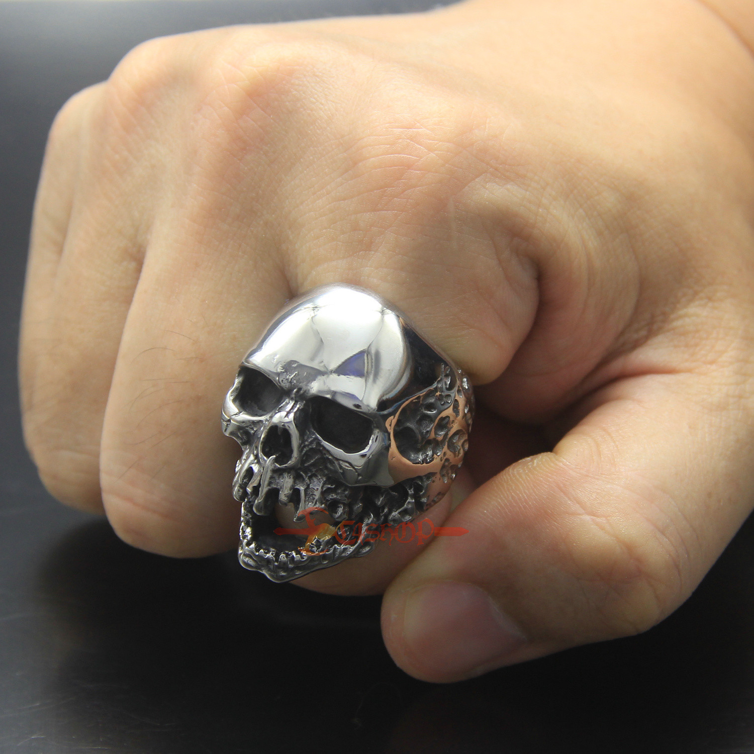 Stainless Steel Men Demon Skull Ring Gothic Retro Huge Heavy Grim ...