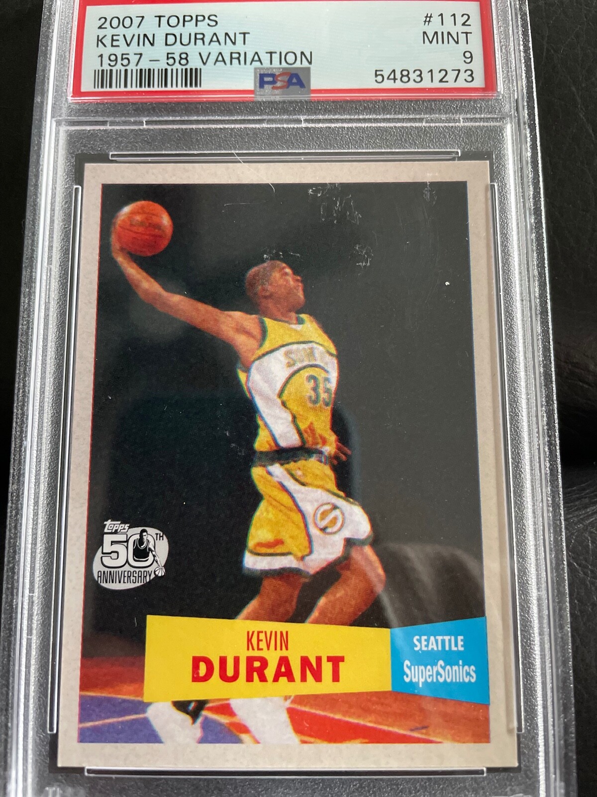 🔥KEVIN DURANT 2007 TOPPS 1957-58 VARIATION ROOKIE CARD PSA 9 50TH ...