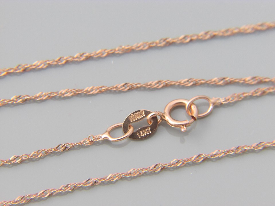 Solid 14k Gold Singapore rope chain Necklace Made in Italy All lengths ...