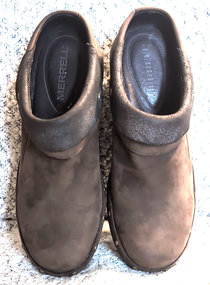 Merrell Womens 8 Brown Leather Luxe Wrap Bitter Chocolate Mules Clogs ...