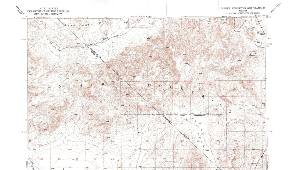 Weber Reservoir Quadrangle Nevada 1951 Map Vintage USGS 15 Minute ...