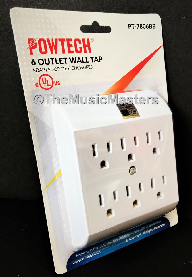 4X AC Wall Plug 6 Outlet Tap Power Splitter 6-Way Electric Socket ...