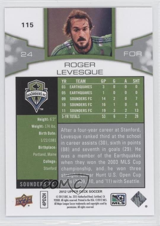 2012 Upper Deck MLS Roger Levesque #115 | eBay