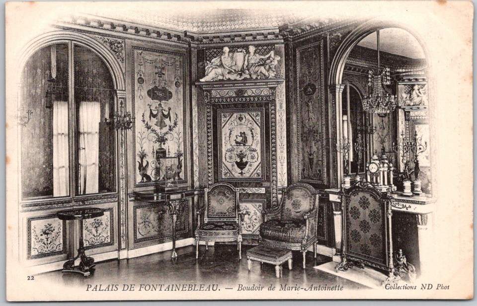 Antique RPPC Boudoir Marie-Antoinette Château de Fontainebleau France ...