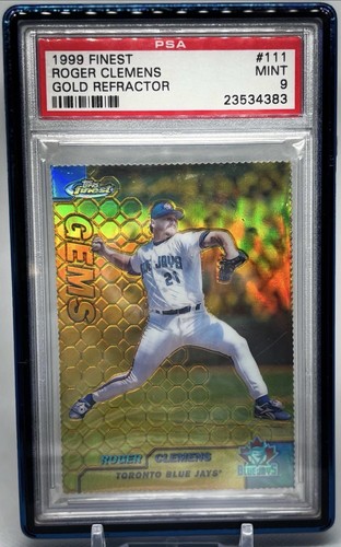1999 TOPPS FINEST GOLD REFRACTOR DIE-CUT ROGER CLEMENS #111 #/100 PSA 9 ...