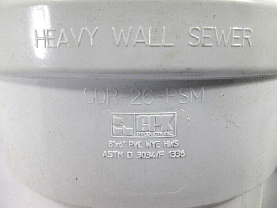GPK Heavy Wall Sewer Gasketed Fittings 8" x 6" WYE PVC | eBay
