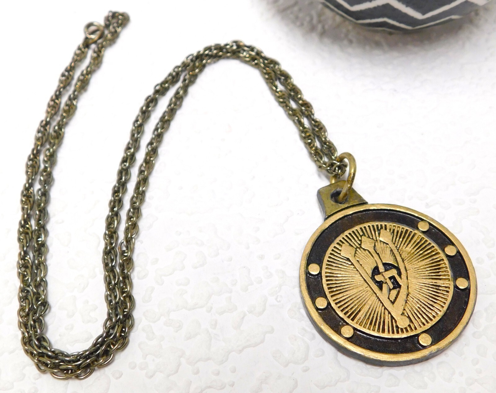 HEBREW CHAI & SHIN GOLD TONE MEDALLION PENDANT NECKLA… - Gem