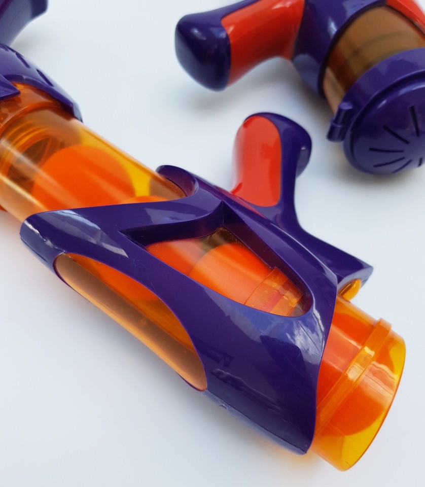 2x Alton Towers Resort Foam Ball Blaster Toy Guns Pair Orange & Purple ...