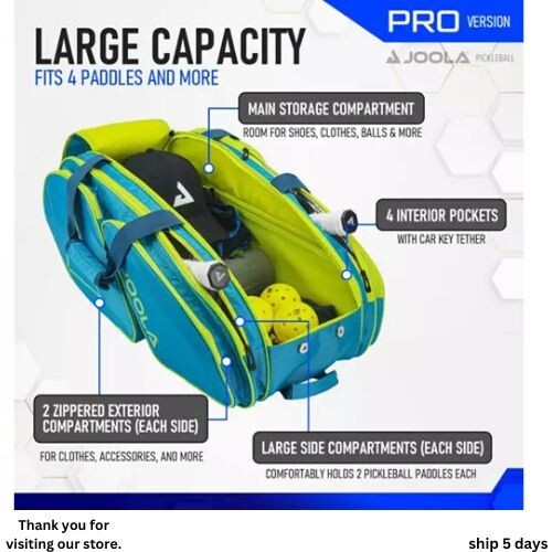 JOOLA Tour Elite Pro Pickleball Bag-Color: Blue/Yellow | eBay
