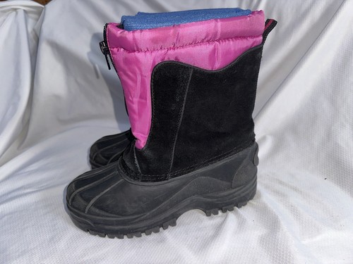 Totes Front Zip Winter Snow Boots Pink Removable Inner Liner Girls Size ...