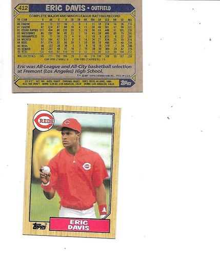 Eric Davis 1987 Topps Baseball Card #412 Reds BOGO FREE | eBay