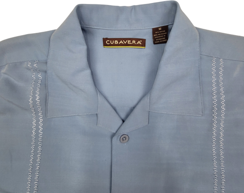 Cubavera Men's Guayabera Style Short Sleeve Shirt Light Blue Size ...