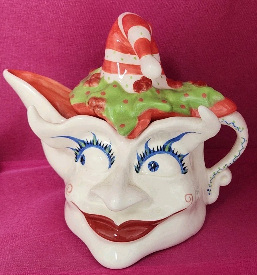 Silvestri Mark Switzer Ceramic Elf Christmas Sugar Bowl-Creamer Grin ...