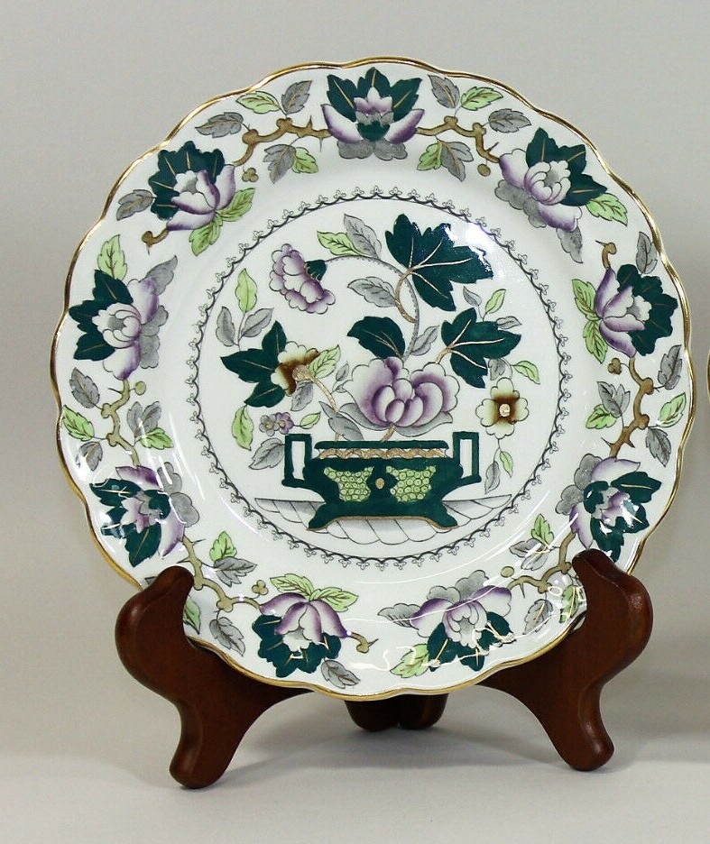 Booths China Made in England A 8082 Green Lotus 7 1/2" Diameter Dessert ...