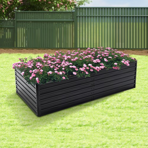 8x4x2 FT Metal Raised Garden Bed Outdoor Rustproof Planter Boxes Sturdy ...