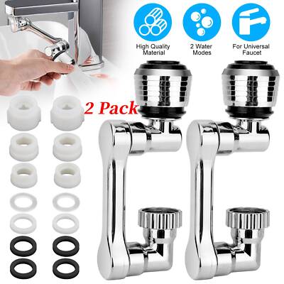 2 Pack Universal 1080° Swivel Extension Faucet Rotate Robotic Arm Tap ...