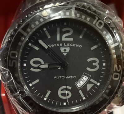 Swiss Legend Men's Swiss Automatic Commander Watch 46mm Black Titanium ...