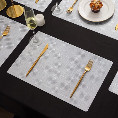 Shining Table Mats Set of 6 Washable Dining Placemats, Silver Set of 6 ...