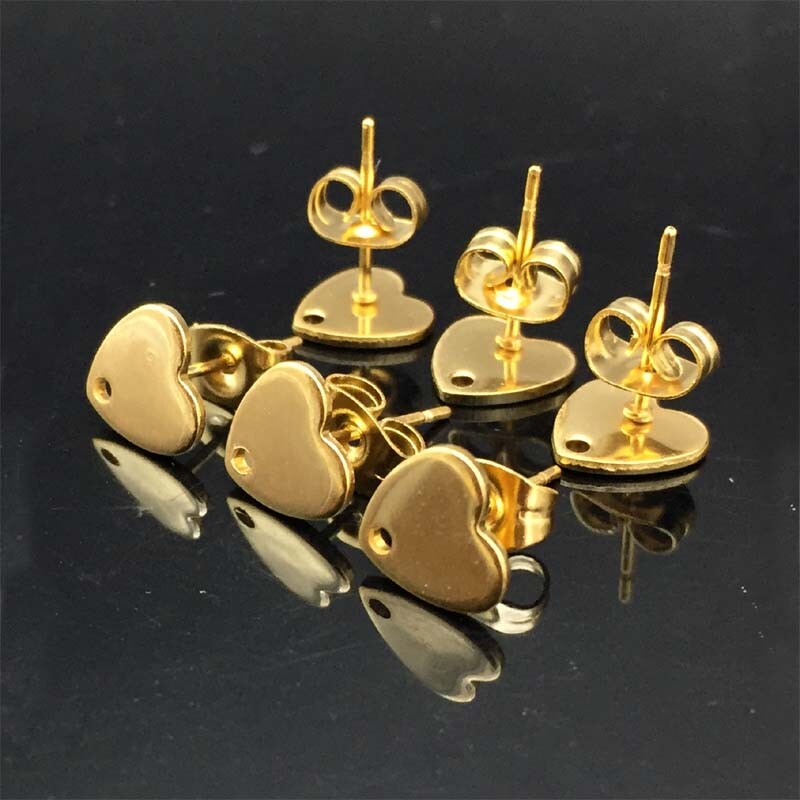 50pcs stainless steel earrings connector findings diy stud earring post ...