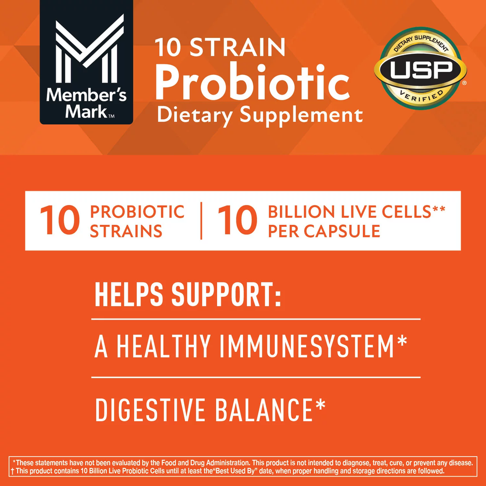 Member's Mark 10 Strain Probiotic Digestive Care Supplement, 84 Dietary ...
