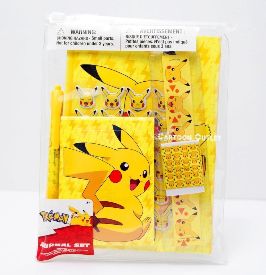 Pokemon Journal Set Pikachu Pen Eraser Note Pad Stickers Ruler Birthday ...