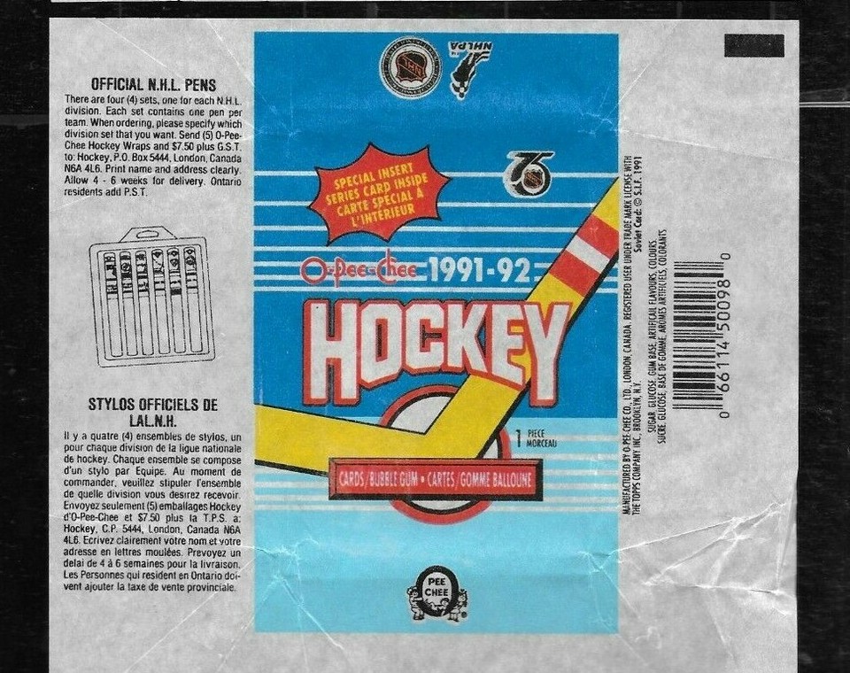 HOCKEY WAX PACK WRAPPER OPC O PEE CHEE TOPPS VARIATION & EMPTY BOX LOT ...