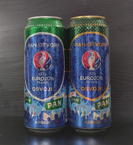 Empty UEFA EURO France 2016 PAN Beer can set - BOTTOM opened (Croatia ...