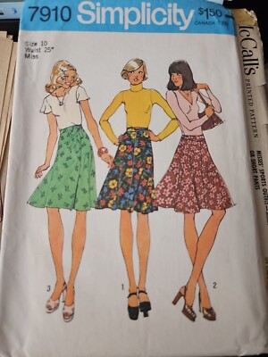 Vintage Sewing Pattern CUT Simplicity 7910 Skirt Sz 10 | eBay