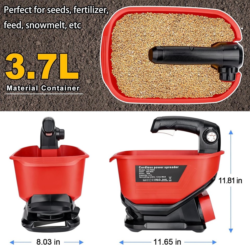 Salt Spreader for Milwaukee 18v Battery Handheld Fertilizer Spreader ...