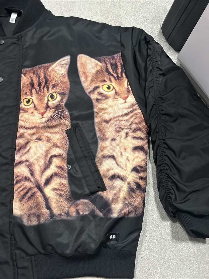 Lazy Oaf Unisex Furry Friends Bomber Jacket Black Size Large Brand New ...
