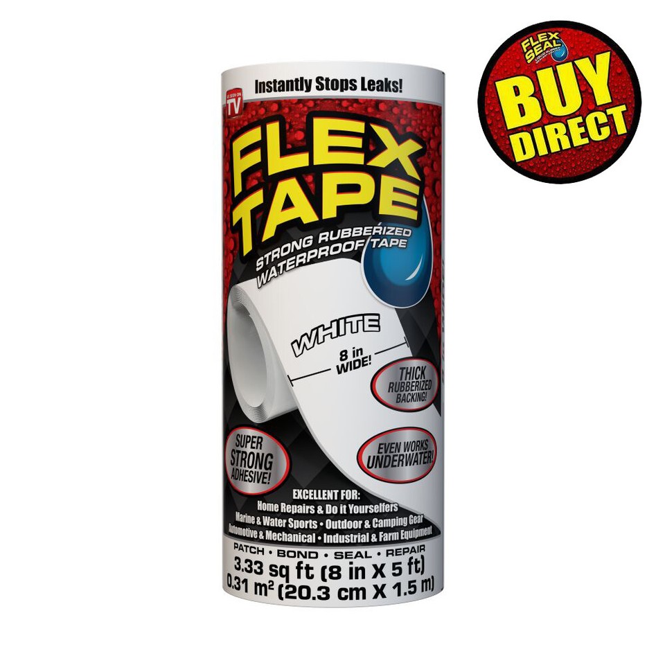 Flex Tape 8" x 5' Super Strong Rubber Waterproof Adhesive Sealant Patch ...
