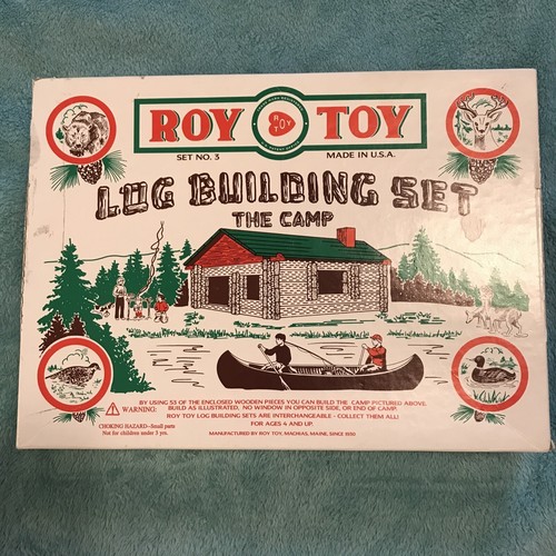 Roy Toy Set No. 3 The Camp 53 Piece Pine Wooden Log Building Set Puzzle ...