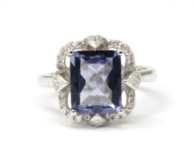 R6422P Vintage Style Fancy Purple Helenite 8x10 3.4Ct 925 Sterling ...