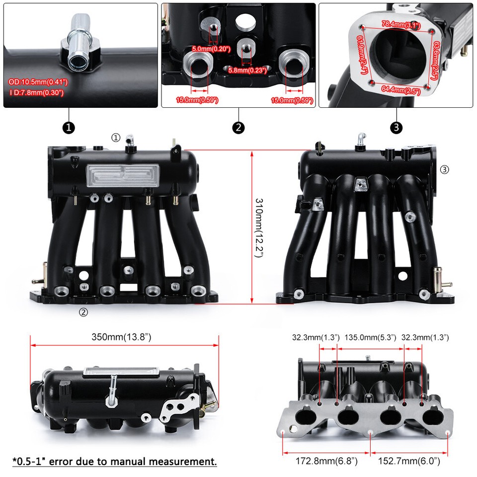 D15 D16 Intake Manifold For 1988-2000 Honda Civic CRX 1993-1997 Del Sol ...