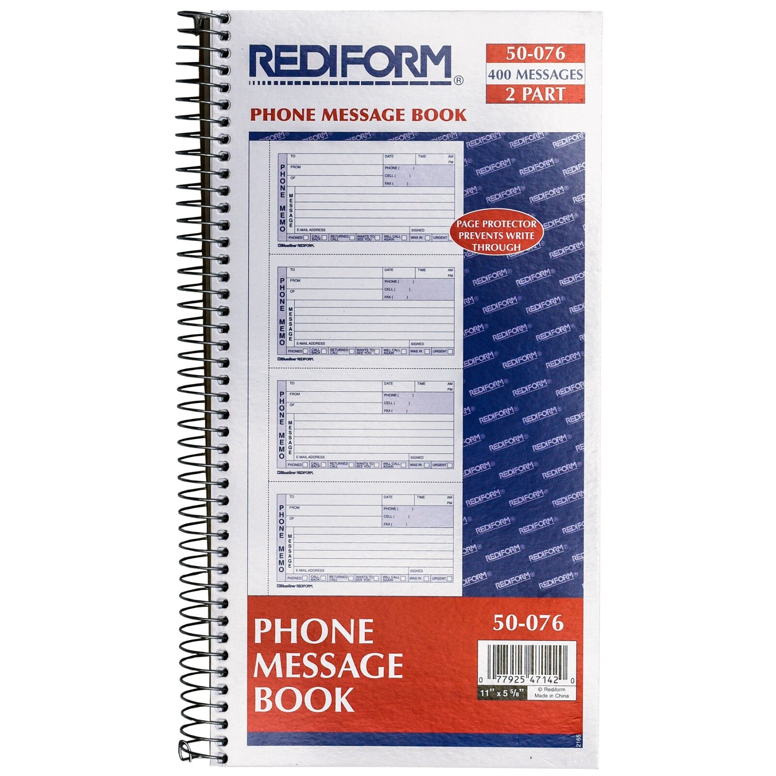 Rediform 50-076 Phone Message Book, 2-Part, 400 Messages, 11 x 5-5/8 ...