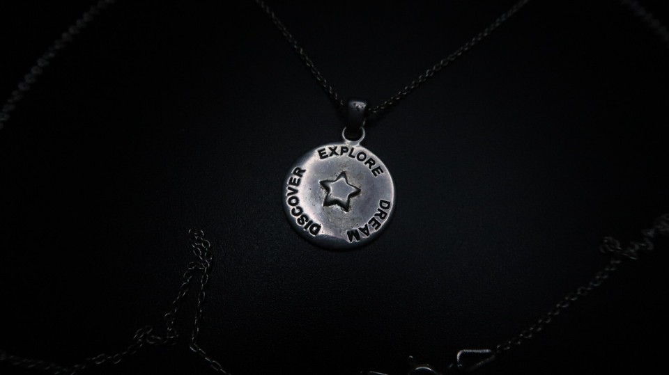 Vintage Motivational Sterling Silver Explore Discover Dream Necklace 16 ...