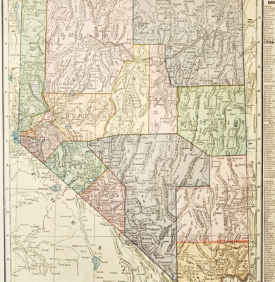 1917 Nevada State Map Antique Atlas Of The World United States WW1 Era ...