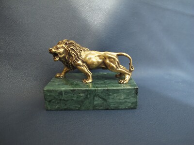 Bronze Lion Metal Figure Brass with marble Sculpture decor | eBay