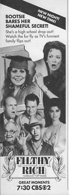 1983 CBS TV AD FILTHY RICH SEREIS DELTA BURKE, NEDRA VOLZ & DIXIE ...