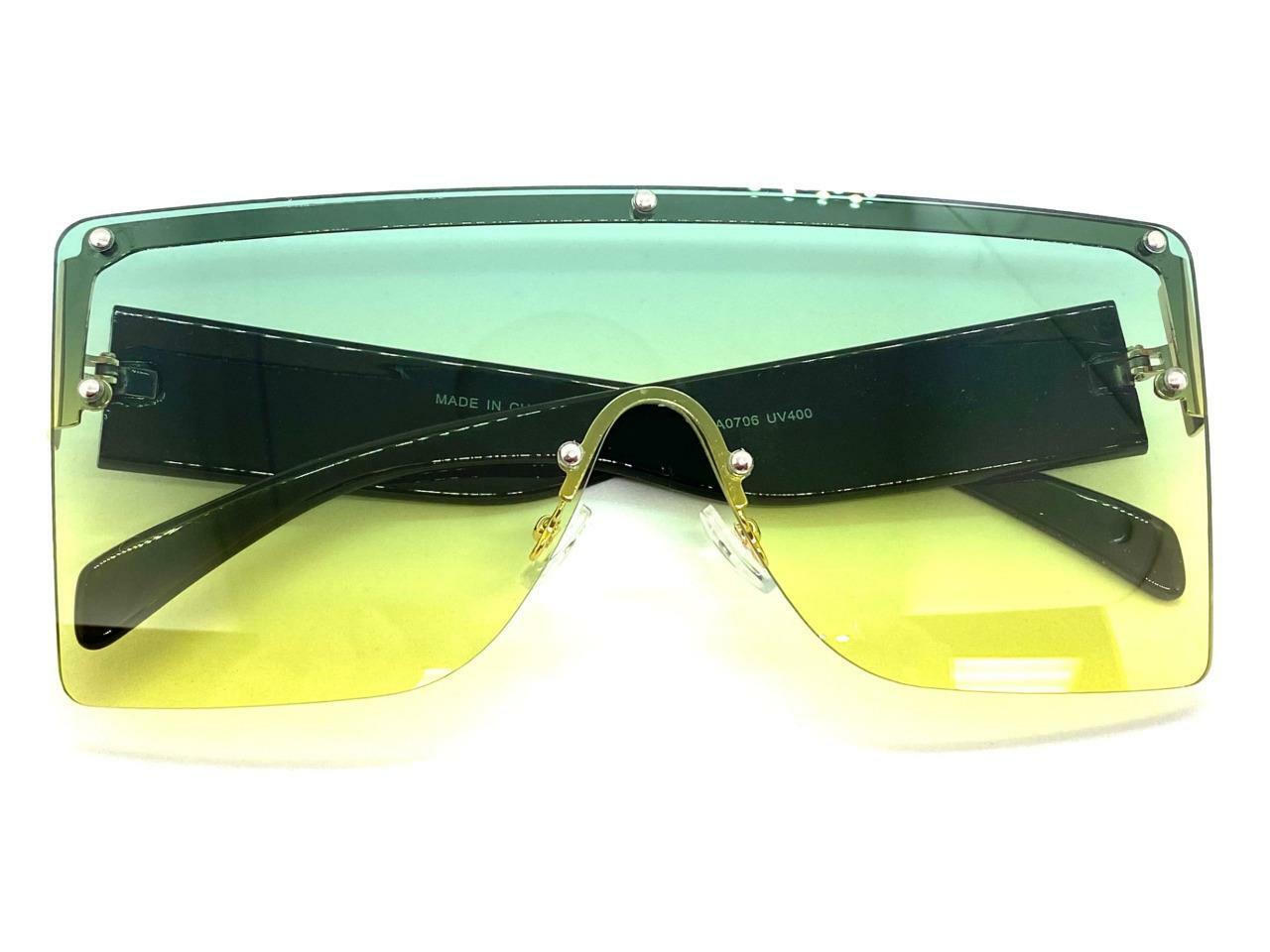 Oversize Modern Retro Shield Style SUNGLASSES Large Big Flat Green ...