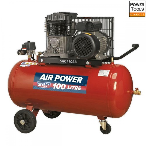 Sealey Compressor 100L Belt Drive 3hp with Cast Cylinders & Wheels | eBay