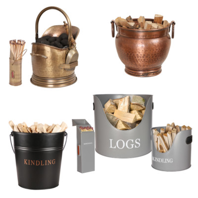 Fireplace Kindling Log Coal Bucket Metal Fireside Scuttle Firewood ...