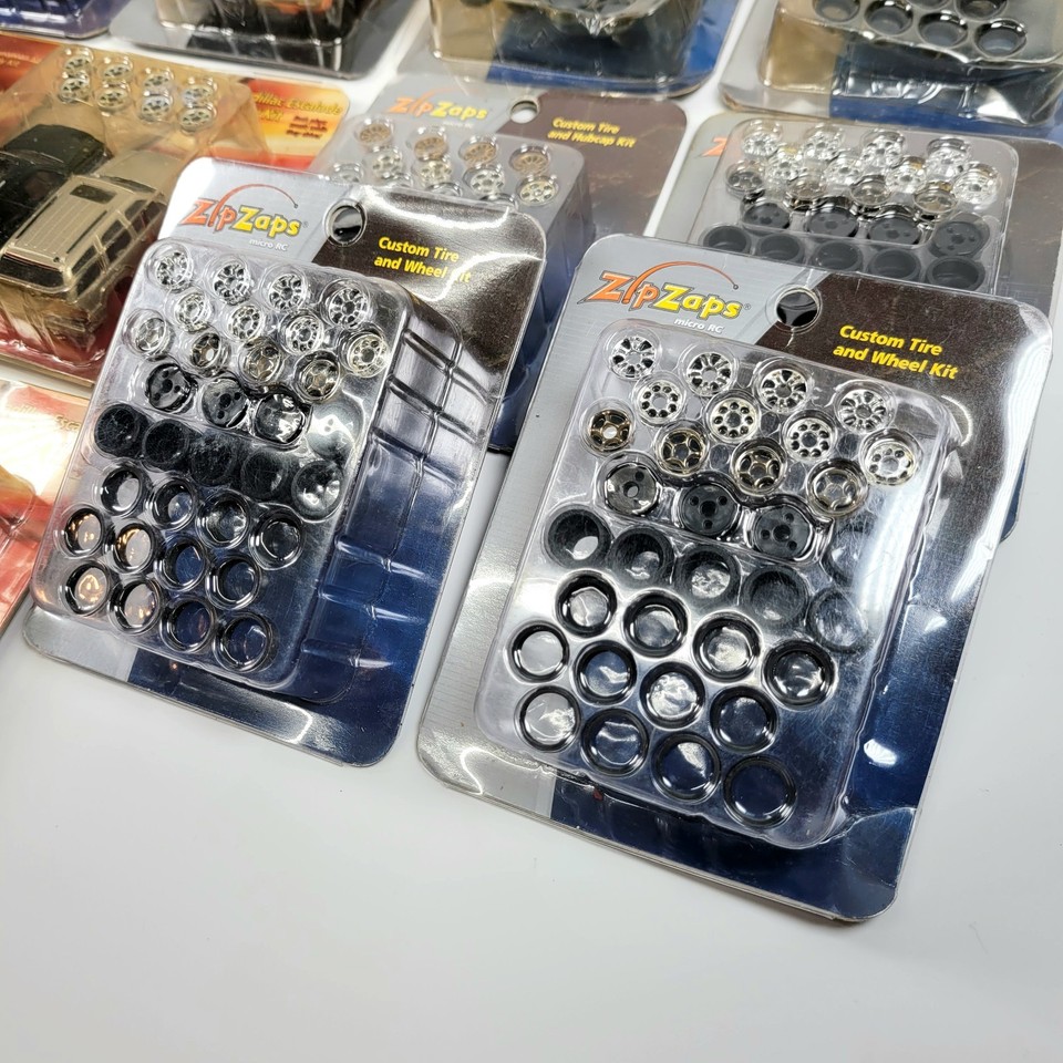 Vintage LOT ZIP ZAP MICRO RC CARS Wheel Kits Body Kits RadioShack Card ...