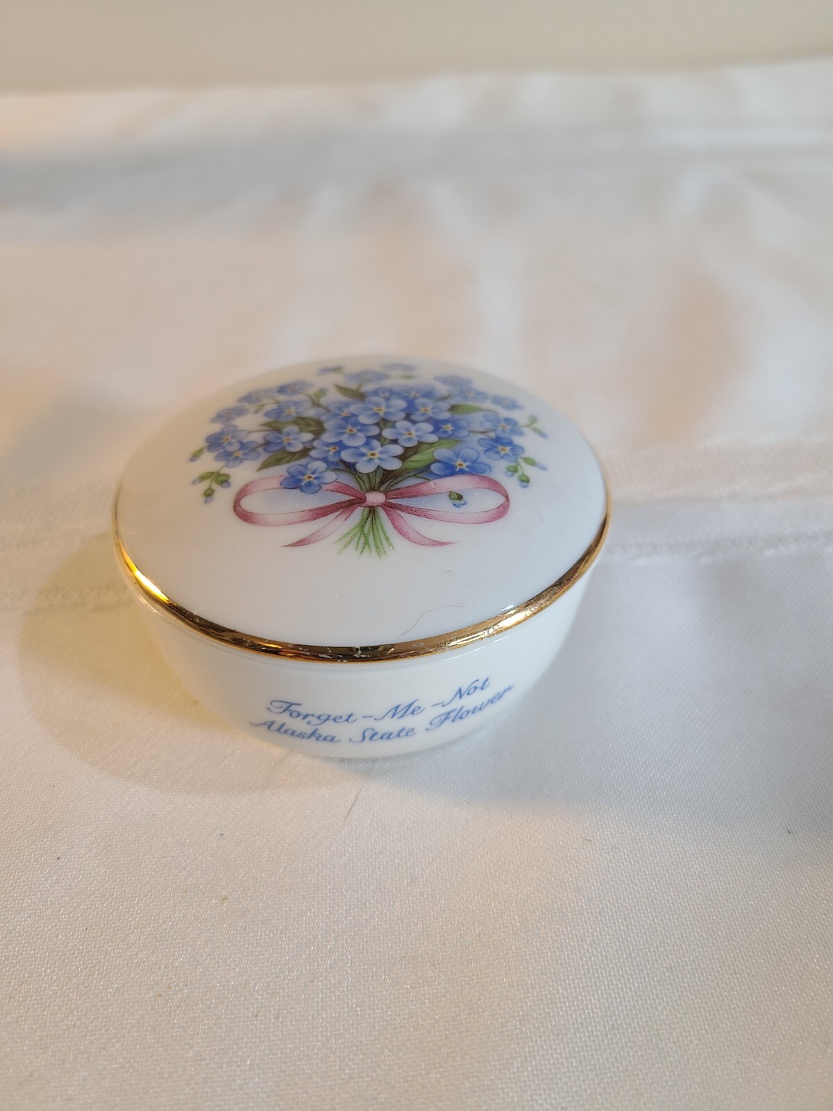 Vintage Forget Me Not Alaska State Flower Porcelain Trinket Box | eBay