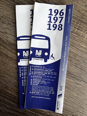 New Jersey Transit | NJ Transit Bus Schedule/Timetable NYC - Routes 196 ...