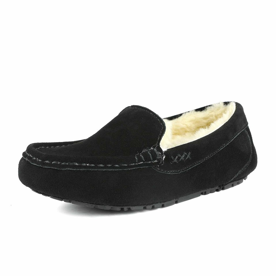 Women Winter House Loafer Shoes Fur Lined Warm Moccasin Slip On Comfort ...