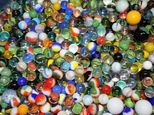 Mixed Lot 55 Assorted Old Vintage To Modern Colorful Glass Marbles ...