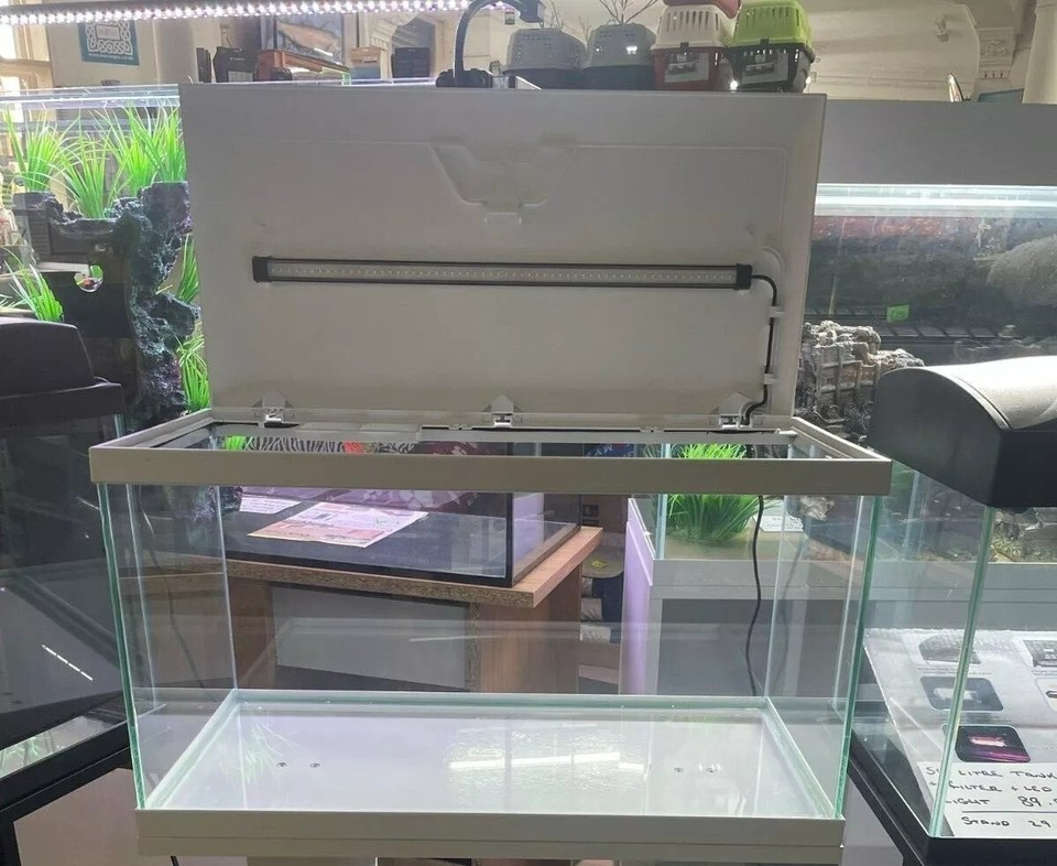 Aquarium White Fish Tank 60 cm, 58 Litre, Led Light, Filter, Heater ...