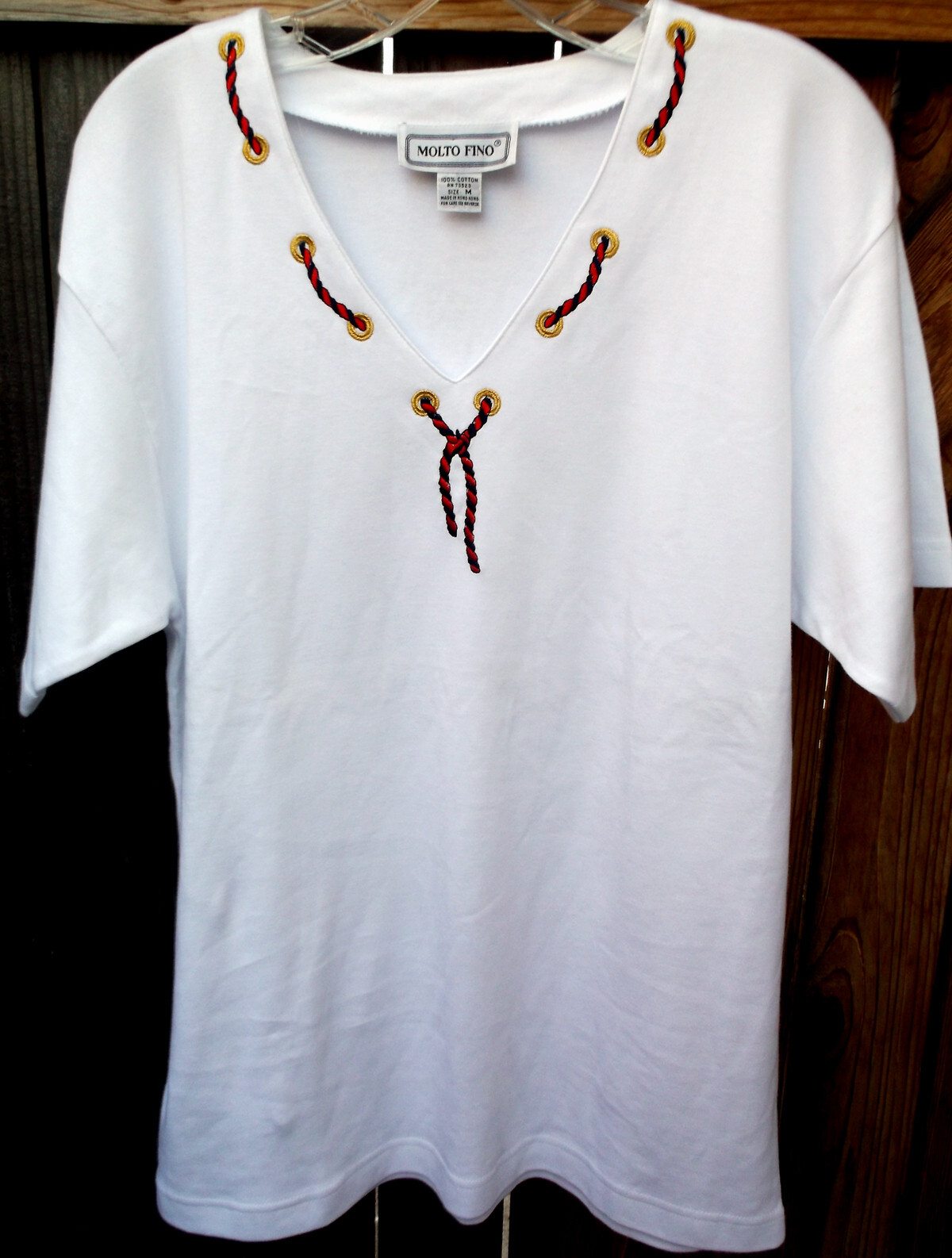 NWOT 💜💙 ️💛💚MOLTO FINO💥 Short Sleeve Embellished Nautical Tunic Top M | eBay